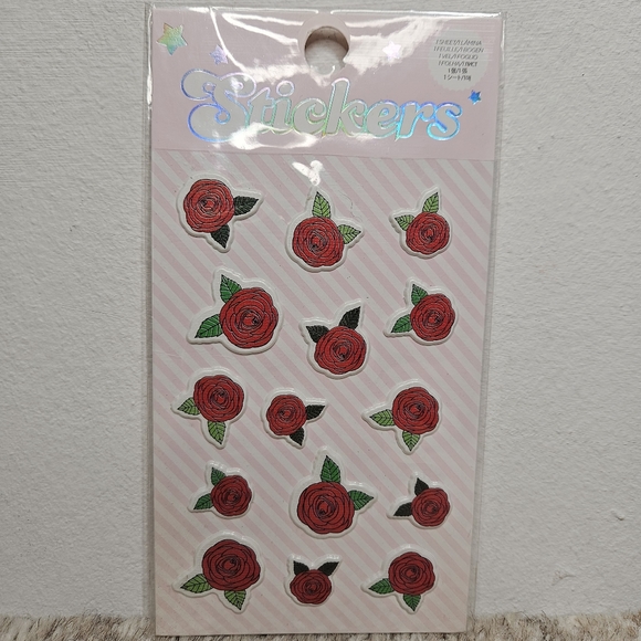 Forever 21 | Office | Rose Floral Flower Stickers Textured 3d Bubble ...
